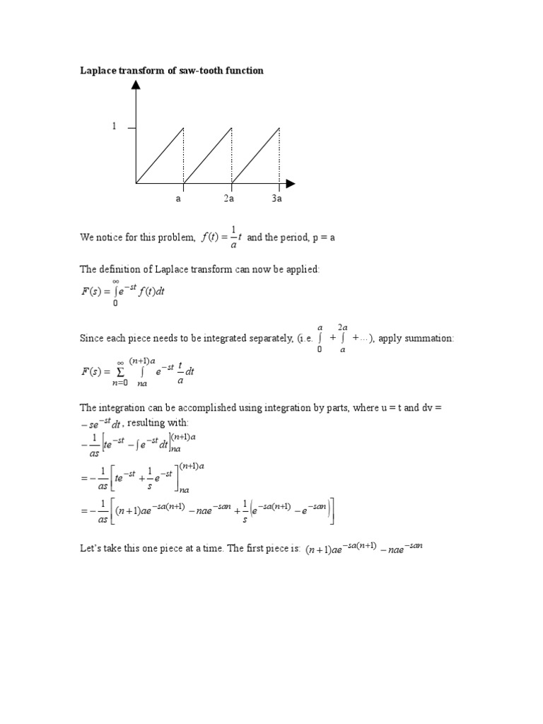 Laplace Transform of Sawtooth Wave | PDF | Applied Mathematics ...
