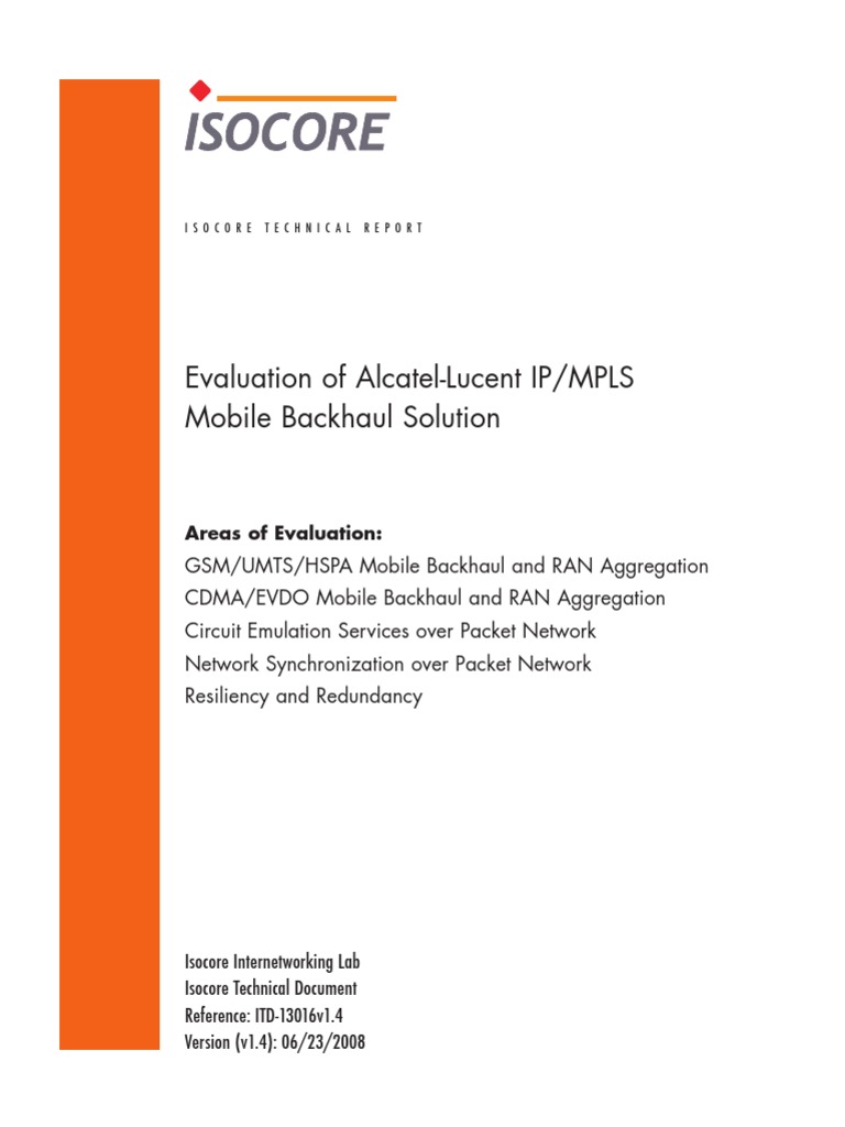 Evaluation of Alcatel-Lucent IP/MPLS Mobile Backhaul Solution | PDF | Multiprotocol Label ...