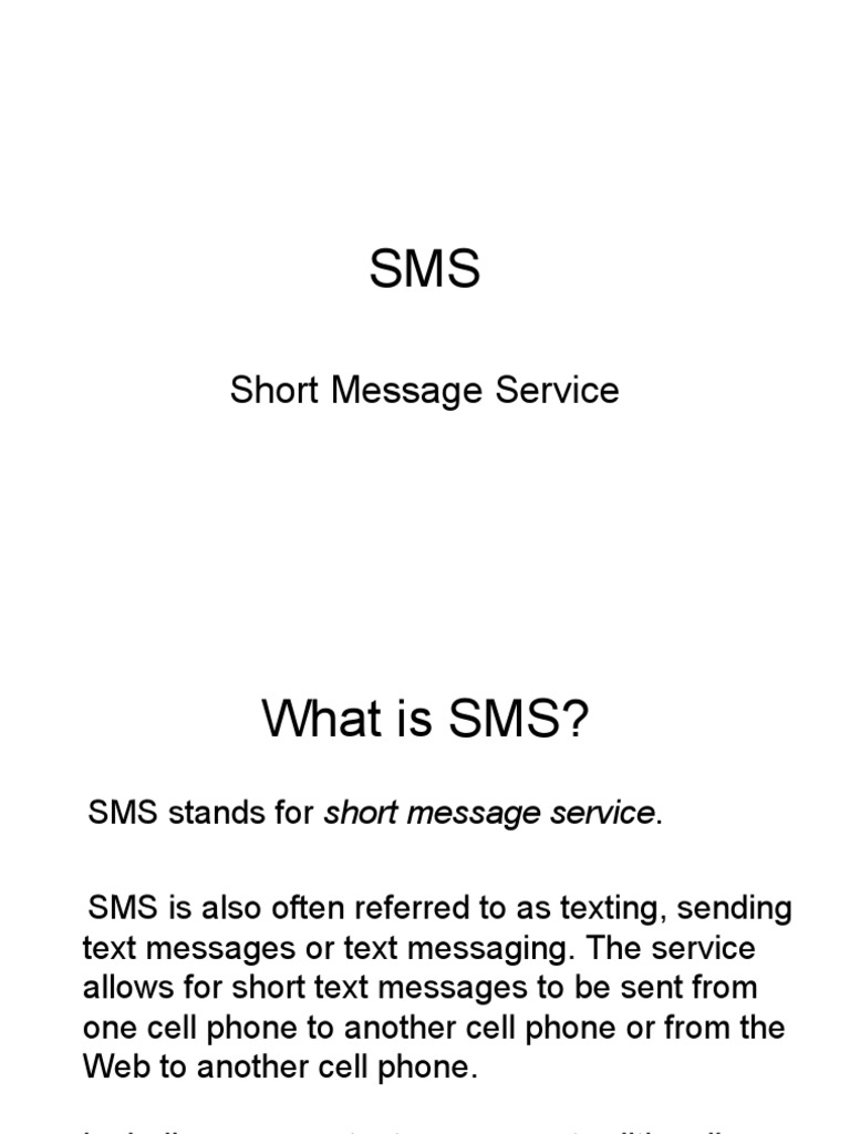 Presentation On SMS Working | PDF | Networks | Mobile Telecommunications