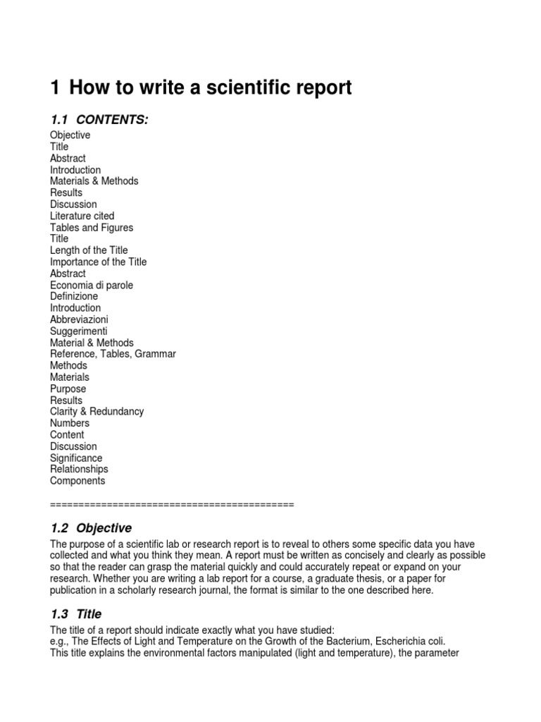 1 How To Write A Scientific Report: 1.1 Contents | PDF | Experiment | Data