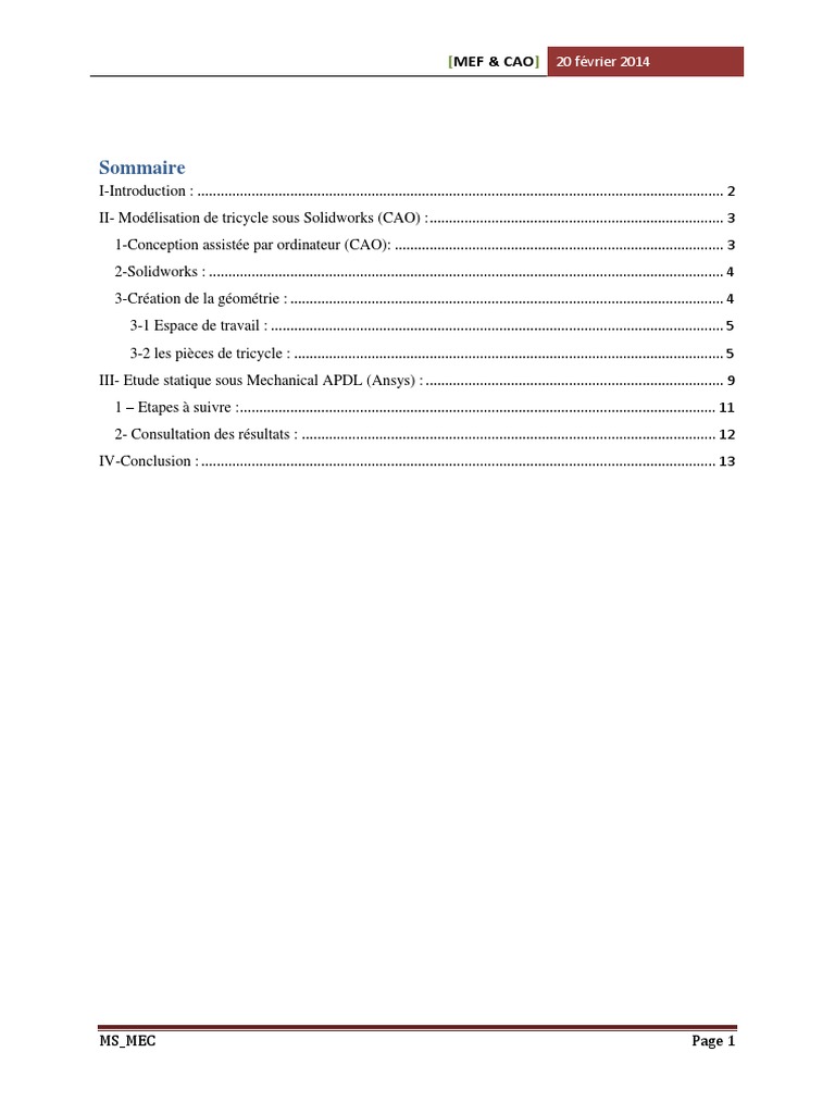 Rapport Mini Projet | PDF | Conception assistée par ordinateur | Dessin technique