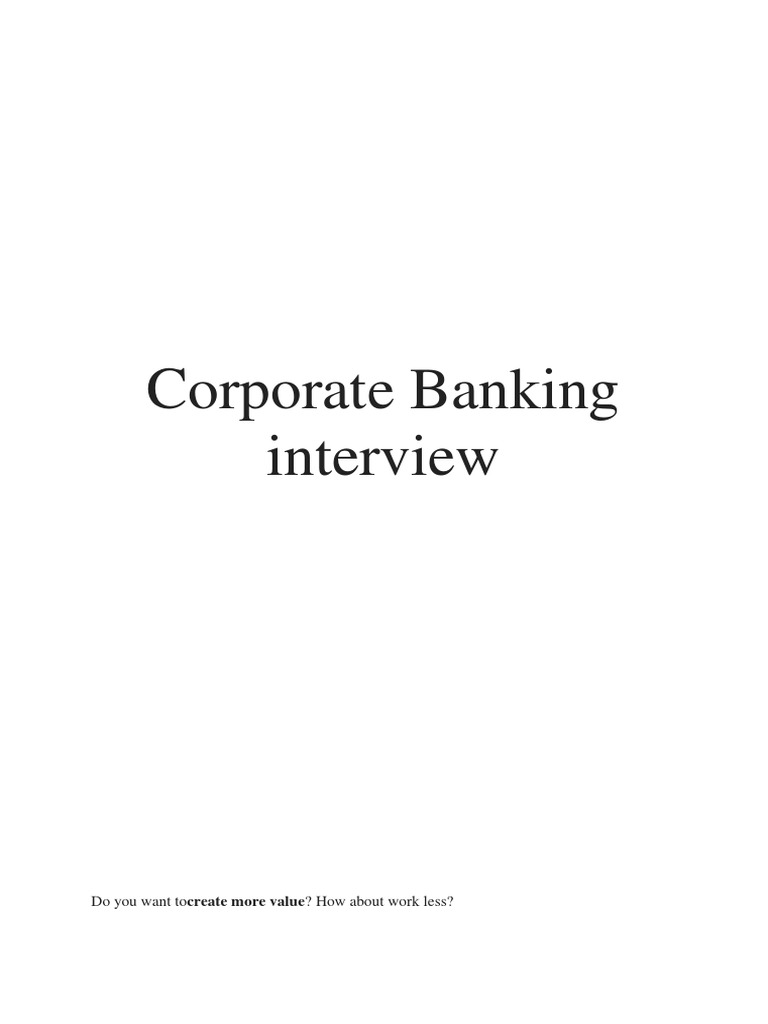 Corporate Banking Interview | PDF | Debt | Loans