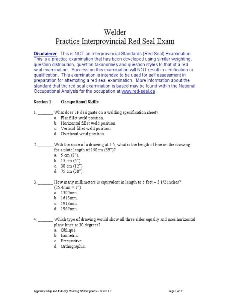 Welding Practice Exam | PDF | Welding | Construction