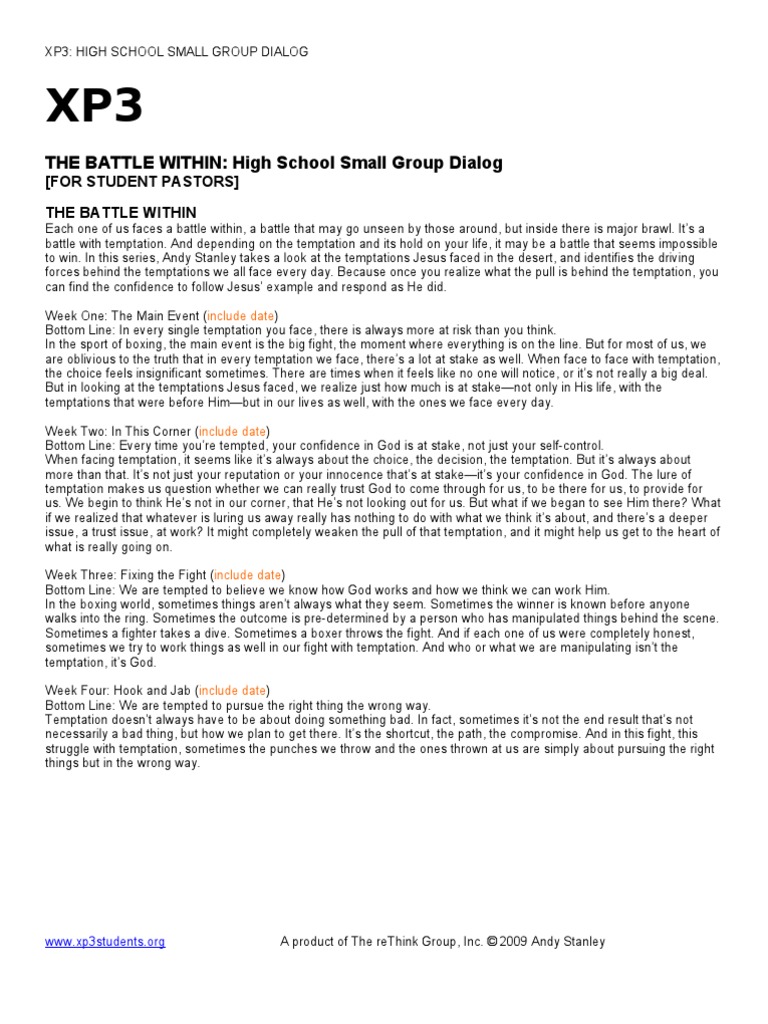 Xp3: High School Small Group Dialog | PDF | Temptation | Prayer