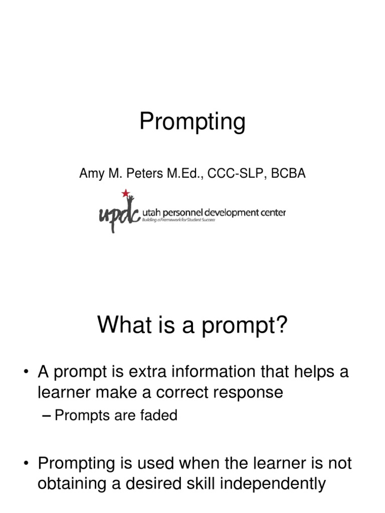 Prompting: Amy M. Peters M.Ed., CCC-SLP, BCBA | PDF | Gesture ...