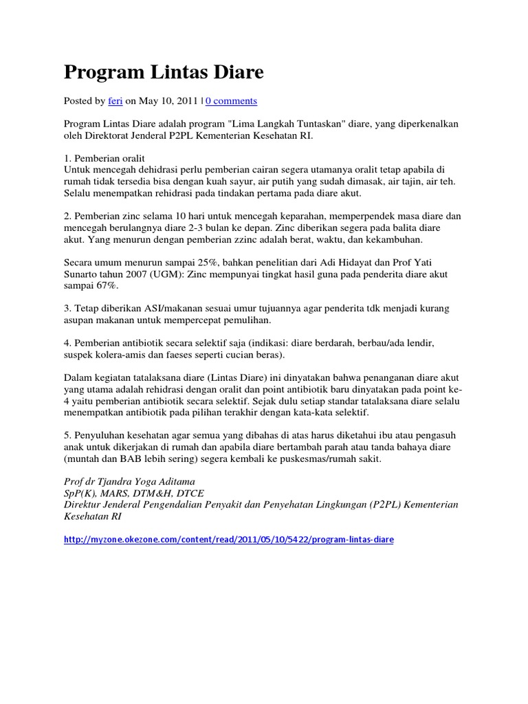 Program Lintas Diare | PDF
