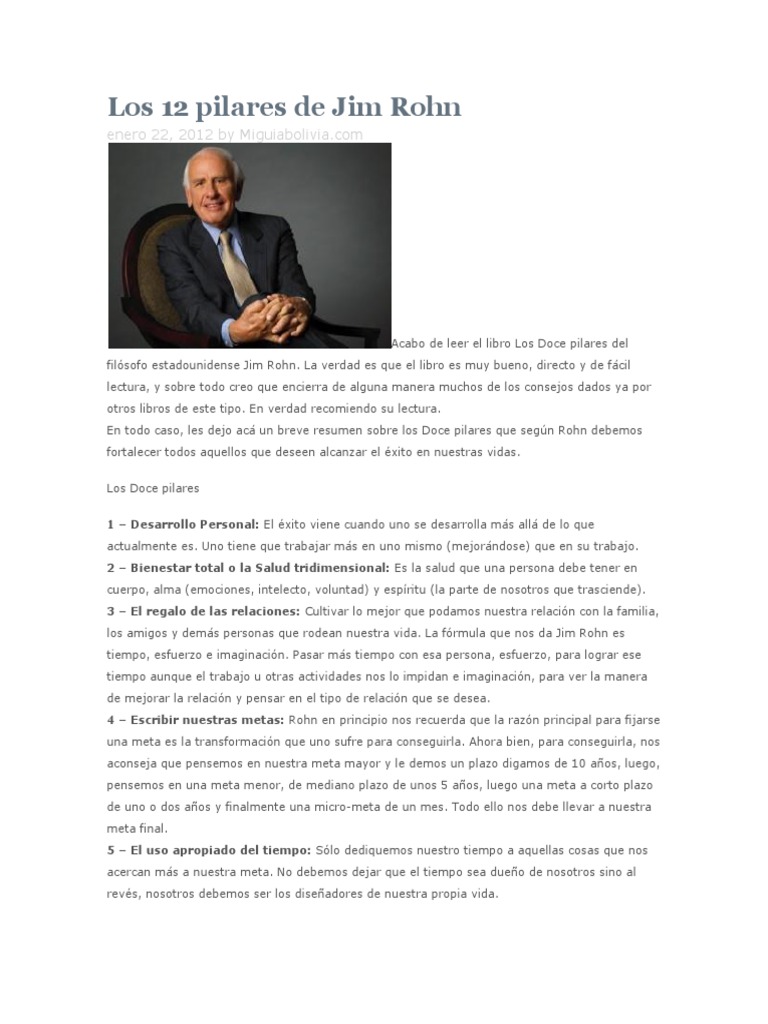 Los 12 Pilares de Jim Rohn | PDF | Liderazgo | Aprendizaje