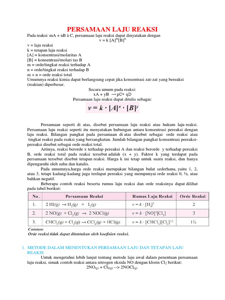 Persamaan Laju Reaksi | PDF