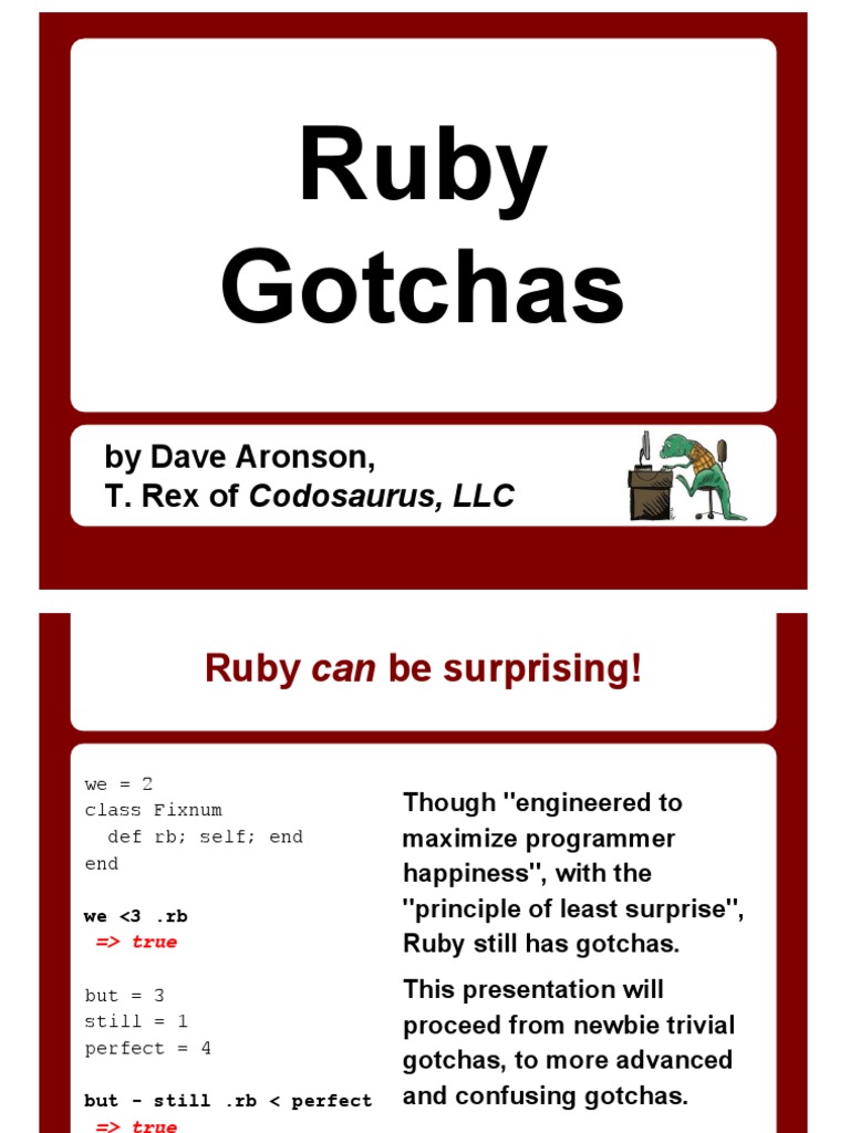 Ruby Gotchas | PDF | Ruby (Programming Language) | String (Computer ...