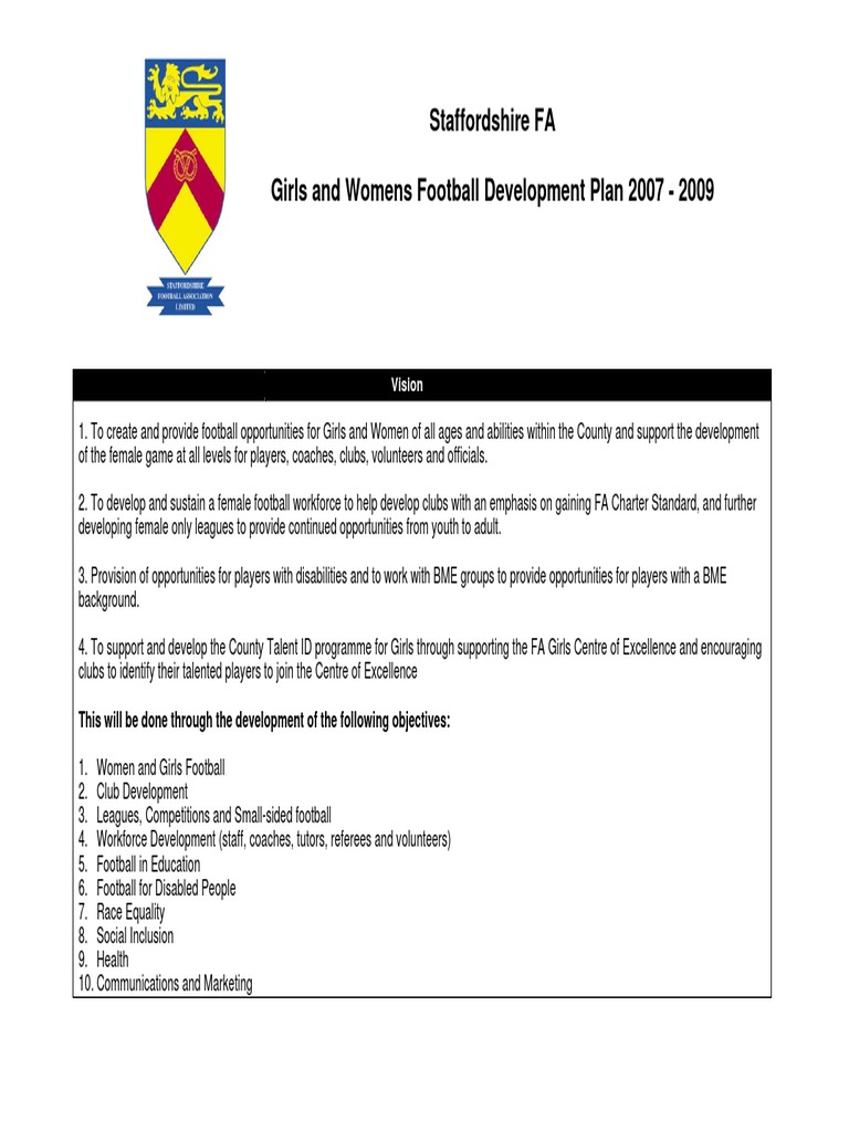 FA Girls and Women Plan | PDF | Special Education | Lifestyle (Sociology)