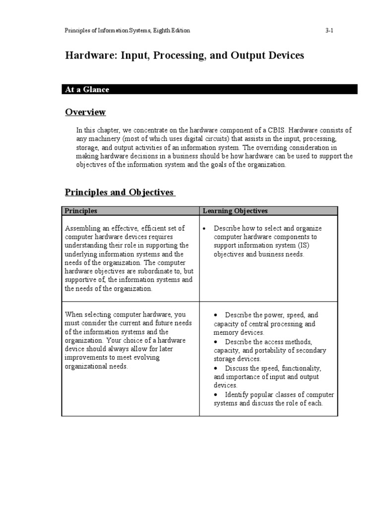 Hardware - Input, Processing, and Output Devices | PDF | Computer Data ...