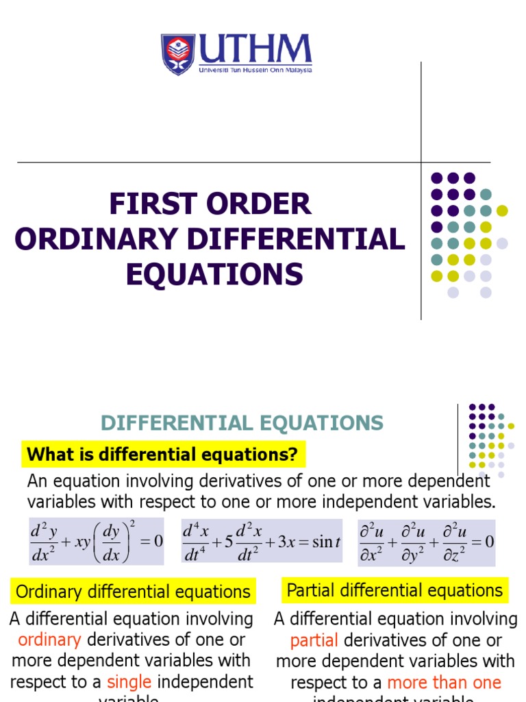 Chap1 - 1st ODE | PDF | System Of Linear Equations | Equations