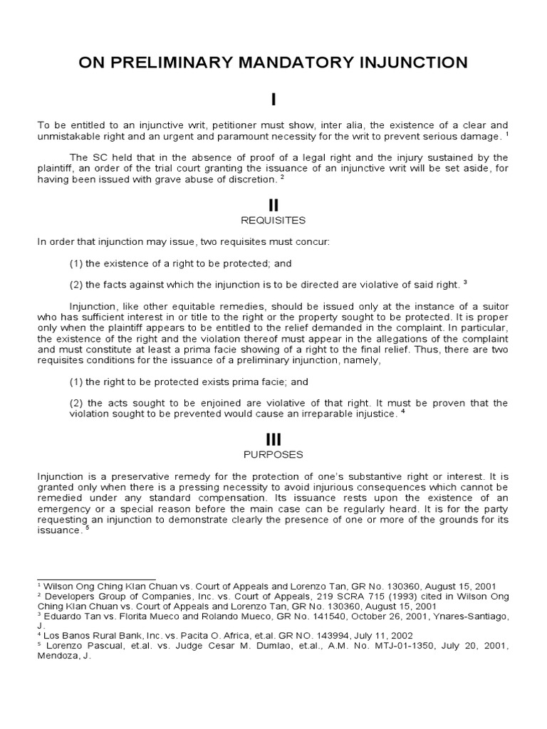Preliminary Mandatory Injunction | PDF | Injunction | Certiorari