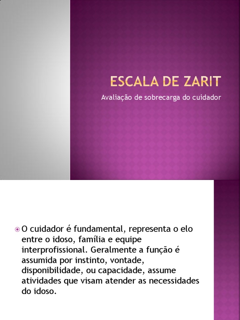 Escala de Zarit Slides | Download grátis PDF | Família | Estresse ...