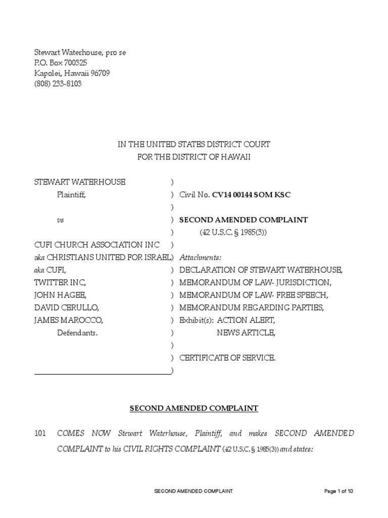 Civil Rights Complaint | PDF | Freedom Of Speech | Fourteenth Amendment ...