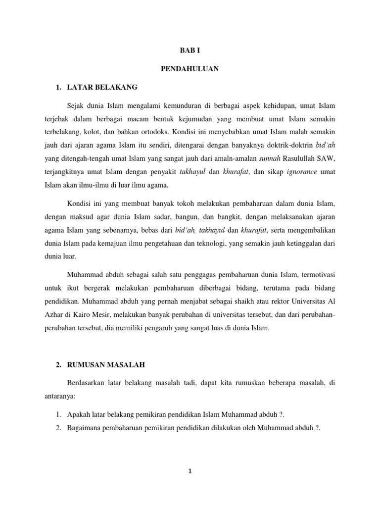 Pemikiran Pendidikan Islam Muhammad Abduh | PDF
