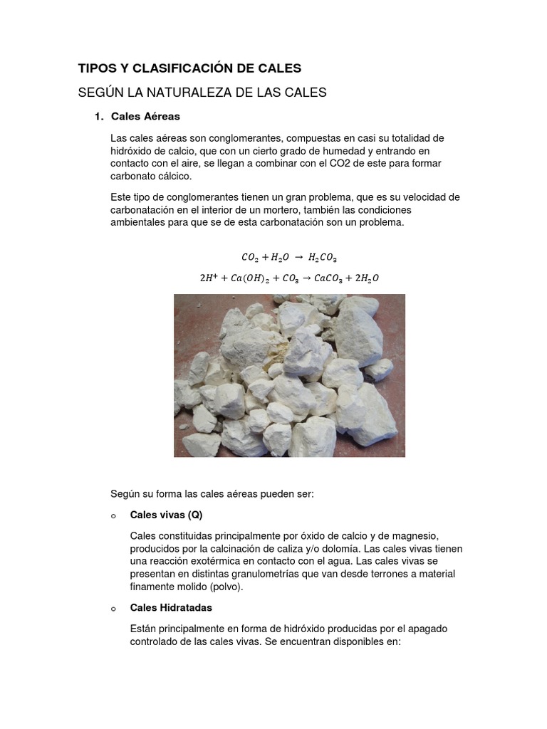 Tipos y Clasificación de Cales | PDF | Átomos | Elementos químicos
