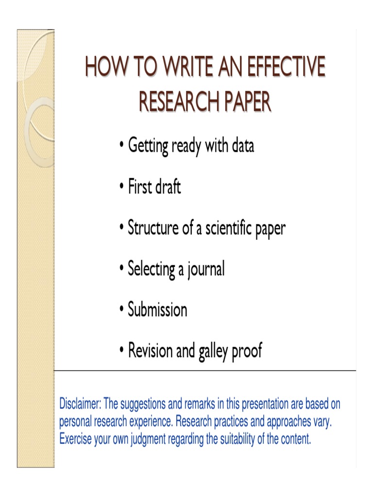 How To Write An Effective Research Paper | PDF