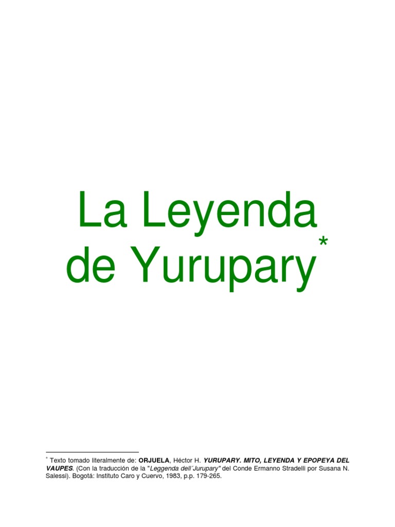 La Leyenda de Yurupary Hector Orjuela. | PDF | Traducciones | Pena capital