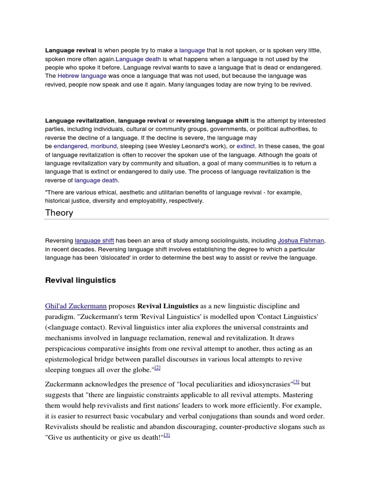 Language Revival | PDF | Sanskrit | Hebrew Language