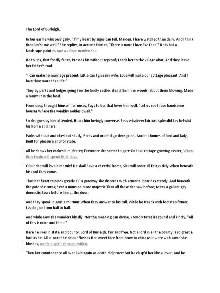 The Lord of Burleigh | PDF