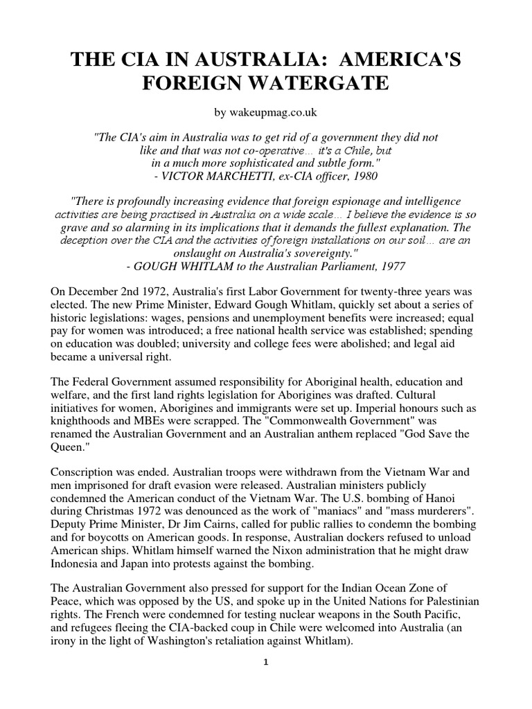 The CIA in Australia | PDF | Central Intelligence Agency | Australian ...