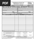 BIR Form 2306: Certificate of Final Tax Withheld | PDF | Withholding ...