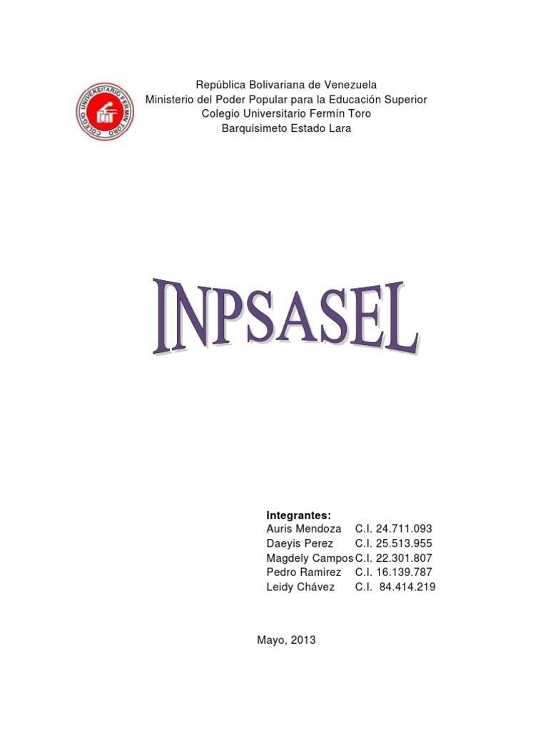 Inpsasel Final | PDF | Derecho laboral | Seguridad y salud ocupacional