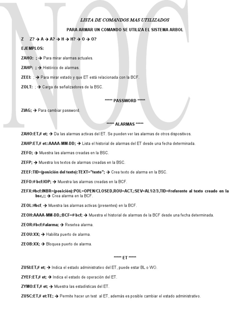 Comandos MML Mas Utilizados I | PDF | Informática y tecnología de la ...