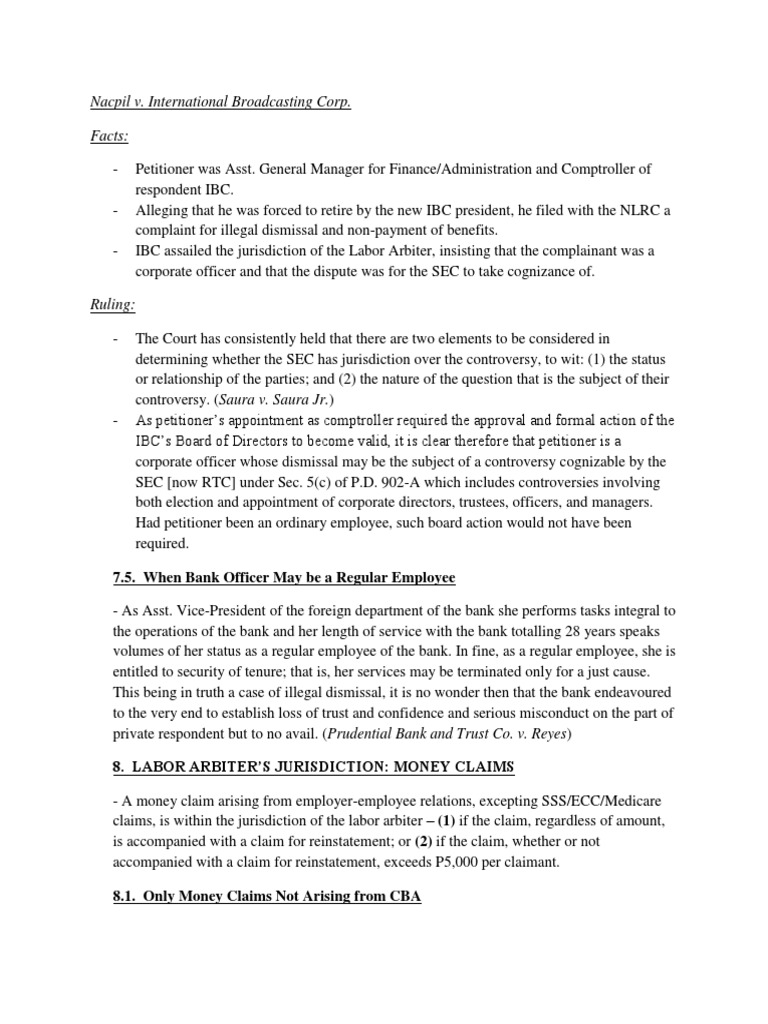 Nacpil v. International Broadcasting Corp. Facts:: 7.5. When Bank ...