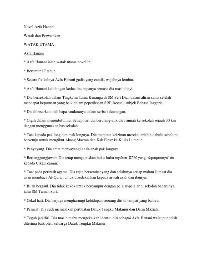 Novel Azfa Hanani | PDF