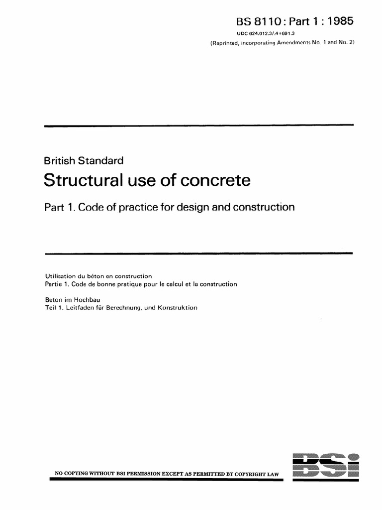 BS8110 Part1 1985 Structural Use of Concrete | PDF