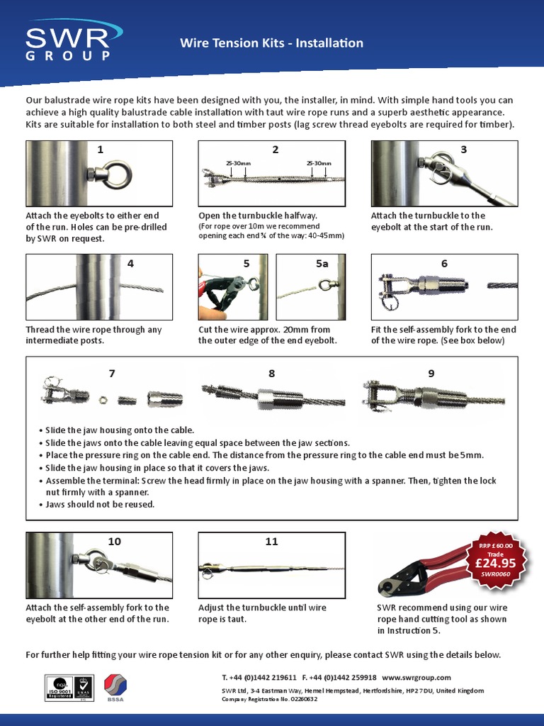 Wire Rope Tension Kit Installation Guide | PDF