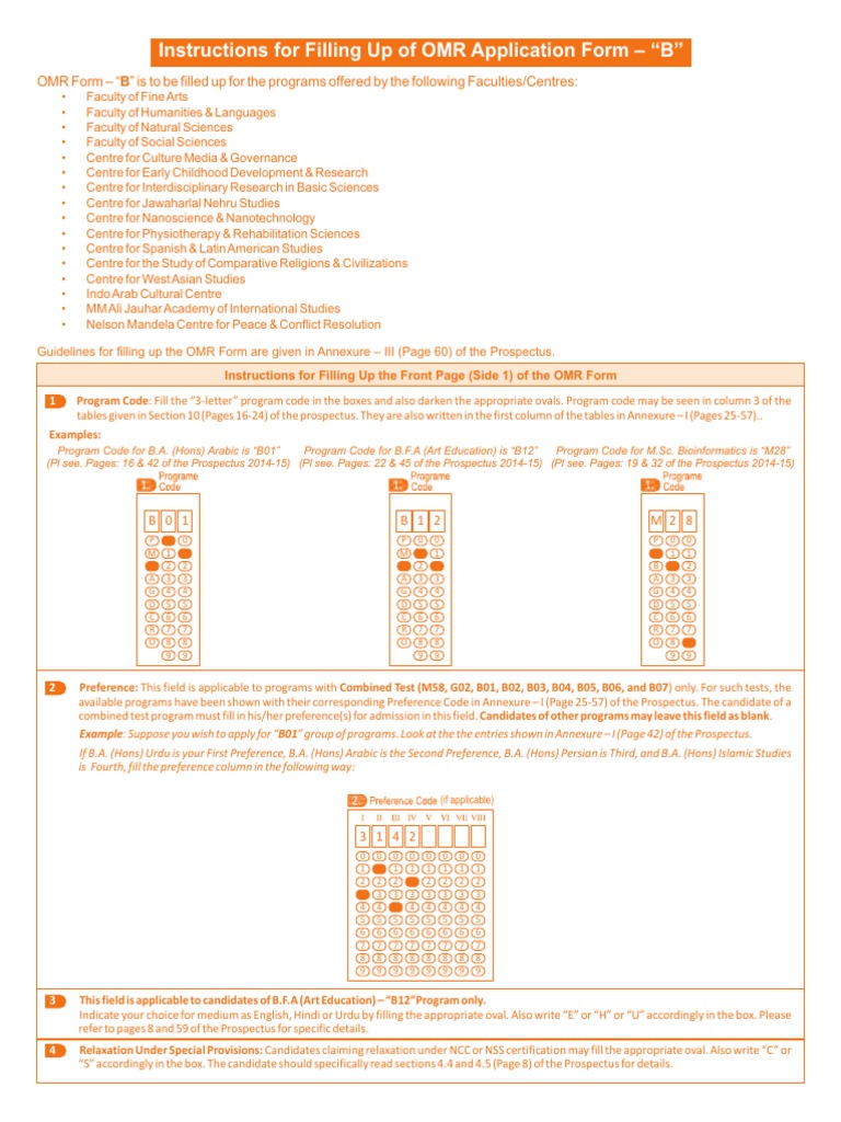 OMR Form Guide for JMI Applicants | PDF | Address (Geography ...
