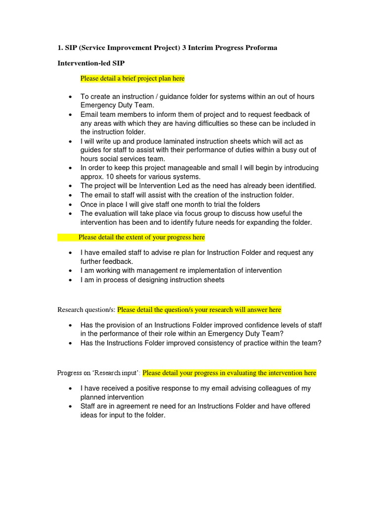 SIP 3 Interim Progress Reports | PDF | Nursing | Evaluation
