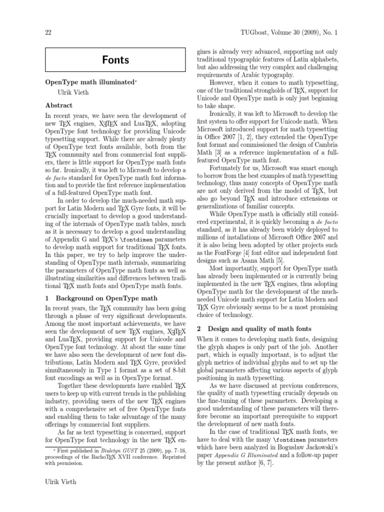 Fonts: Opentype Math Illuminated | PDF | Te X | Typefaces