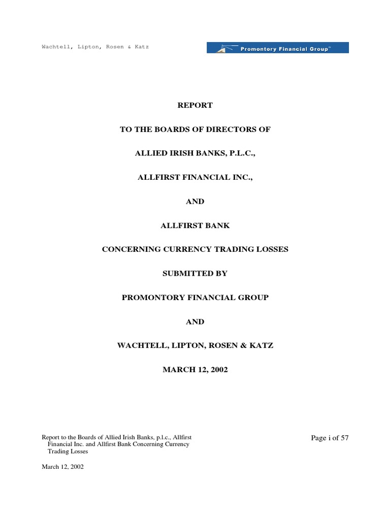 AIB Currency Trading Losses Report | PDF | Value At Risk | Option (Finance)