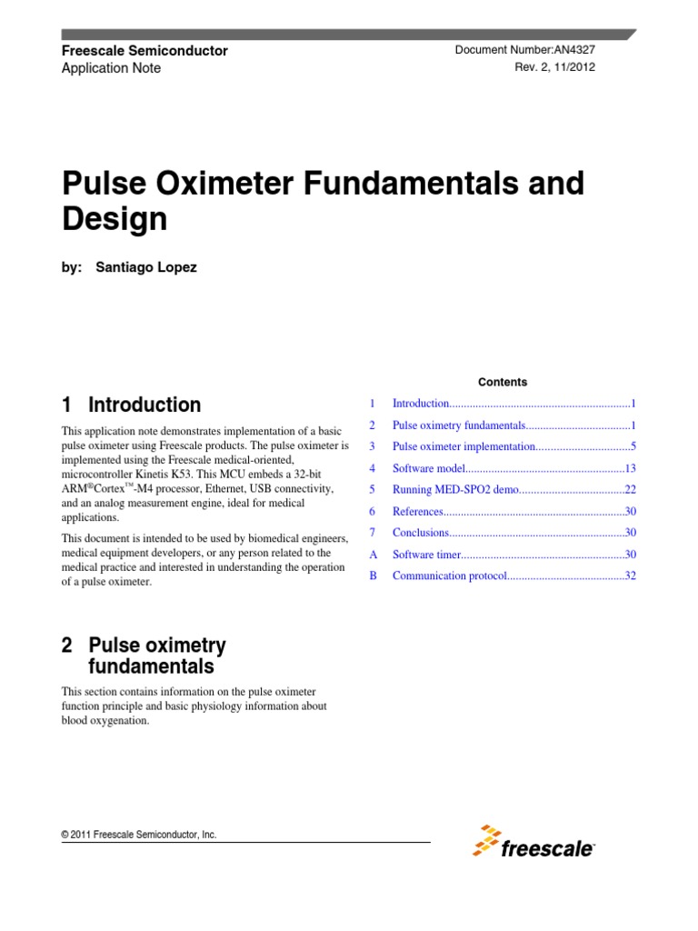 Pulse Oximeter Implementation Freescale.. | PDF