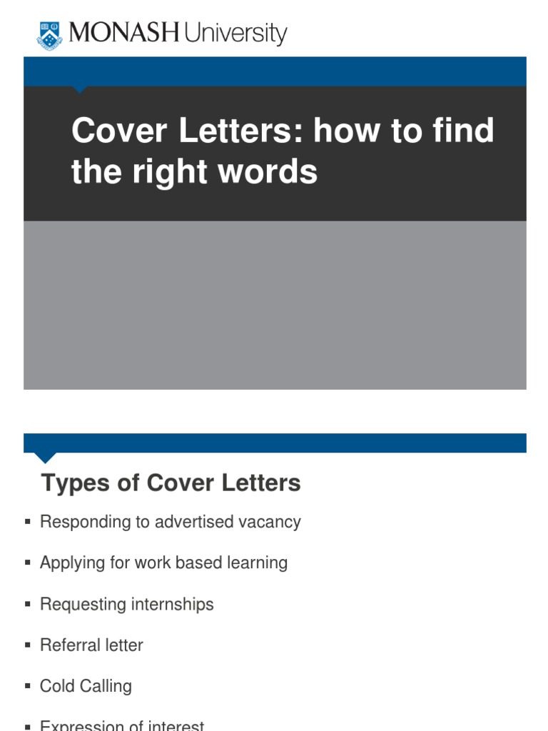 Cover Letters Cover Letters Find The Right Words | PDF | Résumé ...