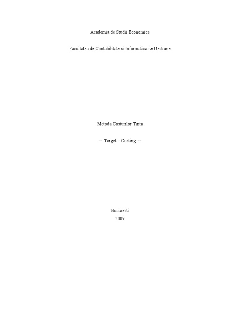 Metoda Costurilor Tinta - Target - Costing | PDF