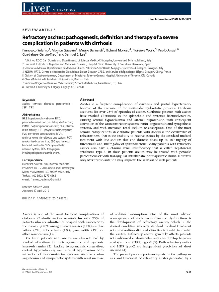 Ascitis Refractaria | PDF | Cirrhosis | Medical Specialties