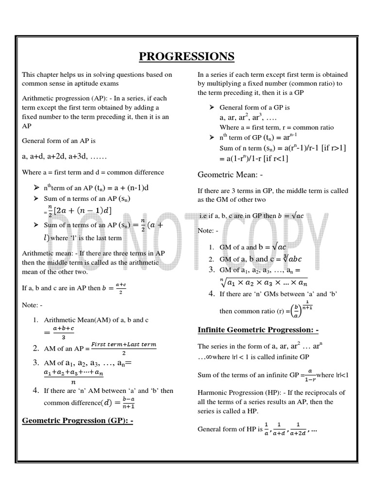 Progressions | PDF | Summation | Analysis