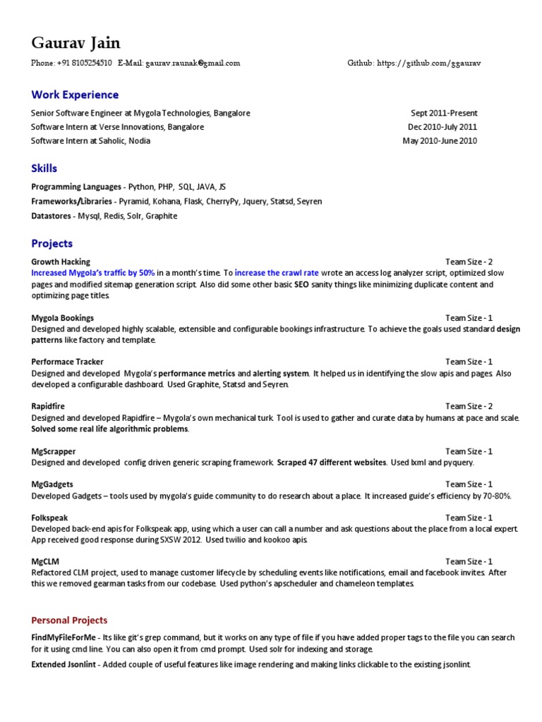 Gaurav Jain: Work Experience | PDF | Application Programming Interface | Python (Programming ...