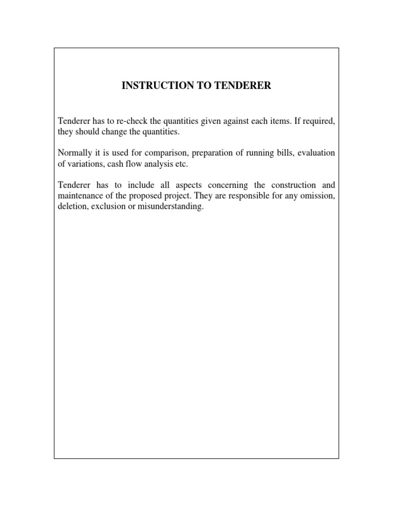 Instruction To Tenderer | PDF