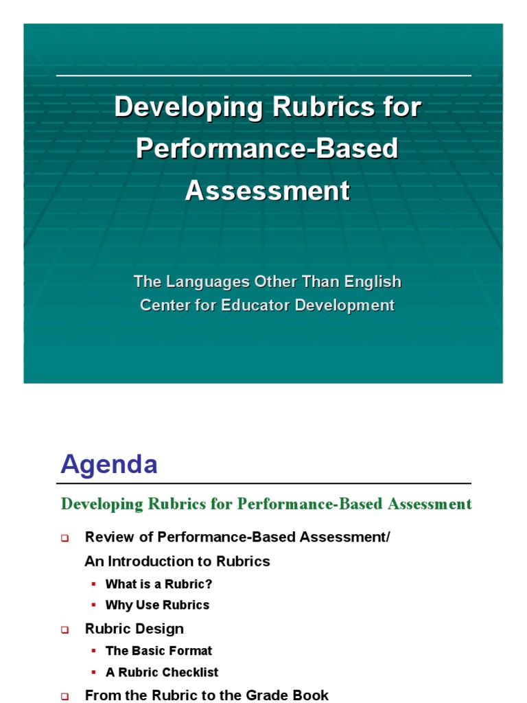 Developing Rubrics For Performance-Based Assessment | PDF | Educational ...