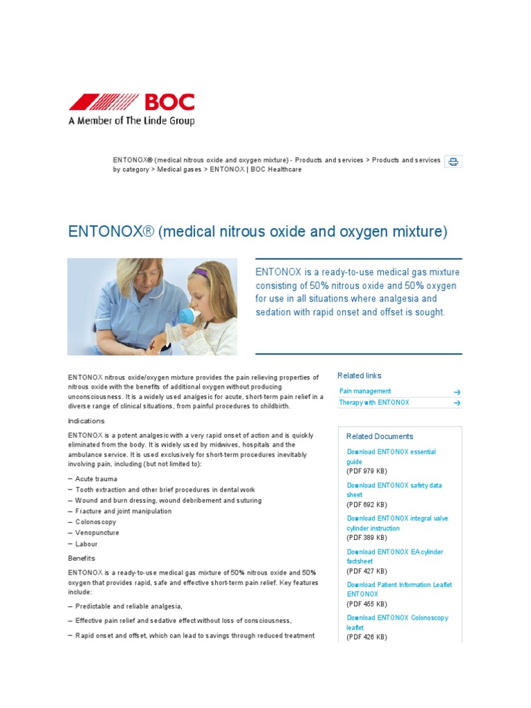 ENTONOX® (Medical Nitrous Oxide and Oxygen Mixture) | PDF | Nitrous ...