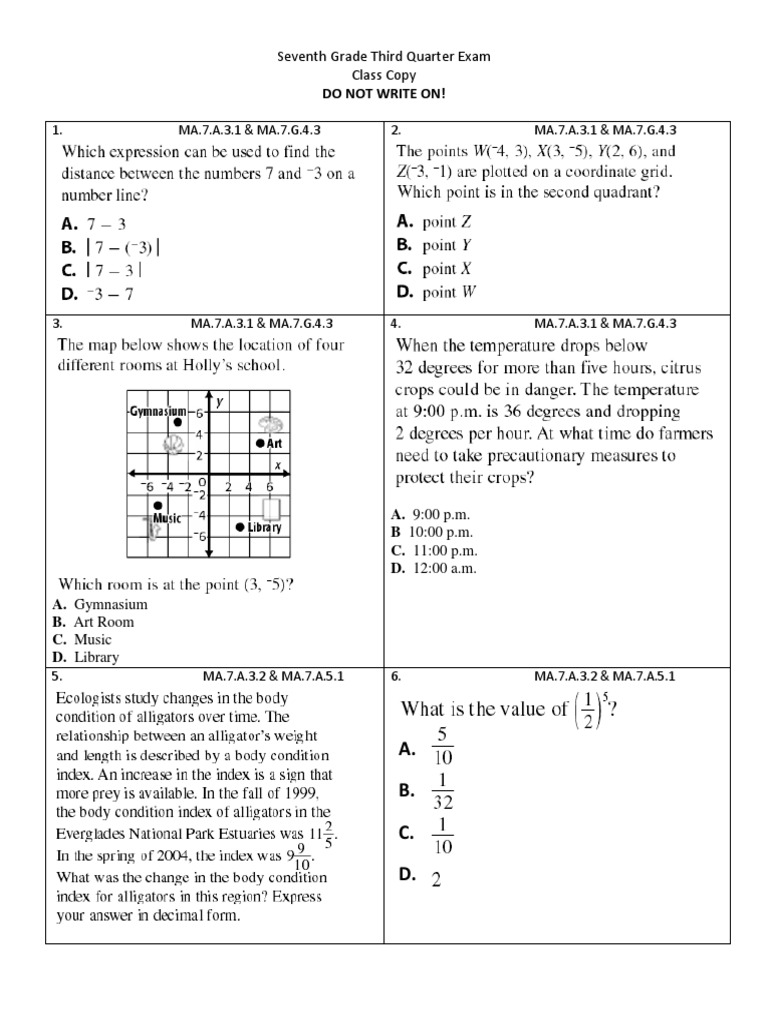 2013-2014 3rd Nine Weeks Exam | PDF