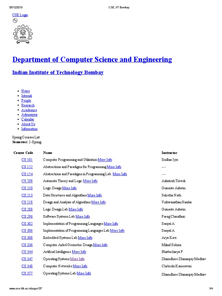 CSE Courses Spring | PDF | Computer Science | Computer Programming