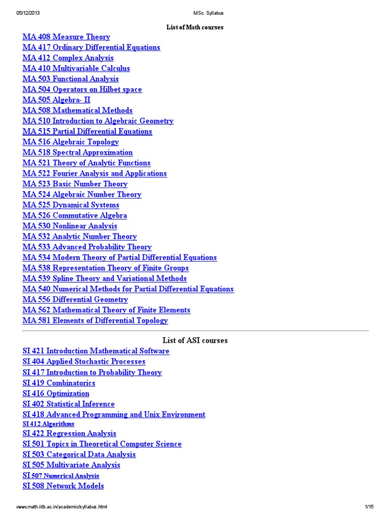 List of ASI Courses | PDF | Functional Analysis | Group (Mathematics)