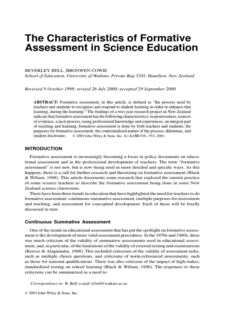 Characteristics of Formative Assessment in Science | PDF | Educational ...